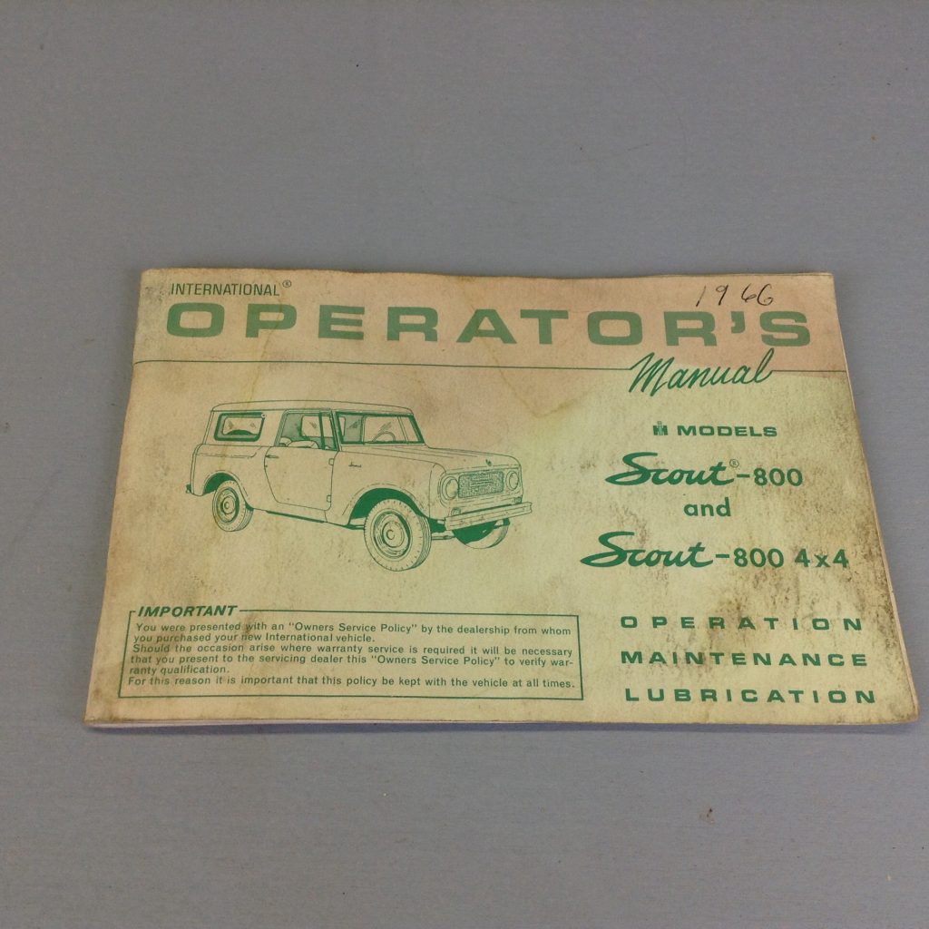 Scout 800 Operators Manual - IH Scout